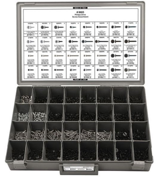 DISCO Adjustable Gray Plastic Tray Phillips Screw Assortment 8685 ...