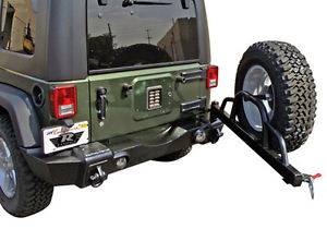 Rampage 2007-2015 JK Wrangler Recovery Bumper Rear with Swing Away Tire ...